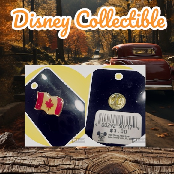 Disney | Other | Nwt Vintage 99s Epcot Canada Flag Pin Gold Trim Red ...